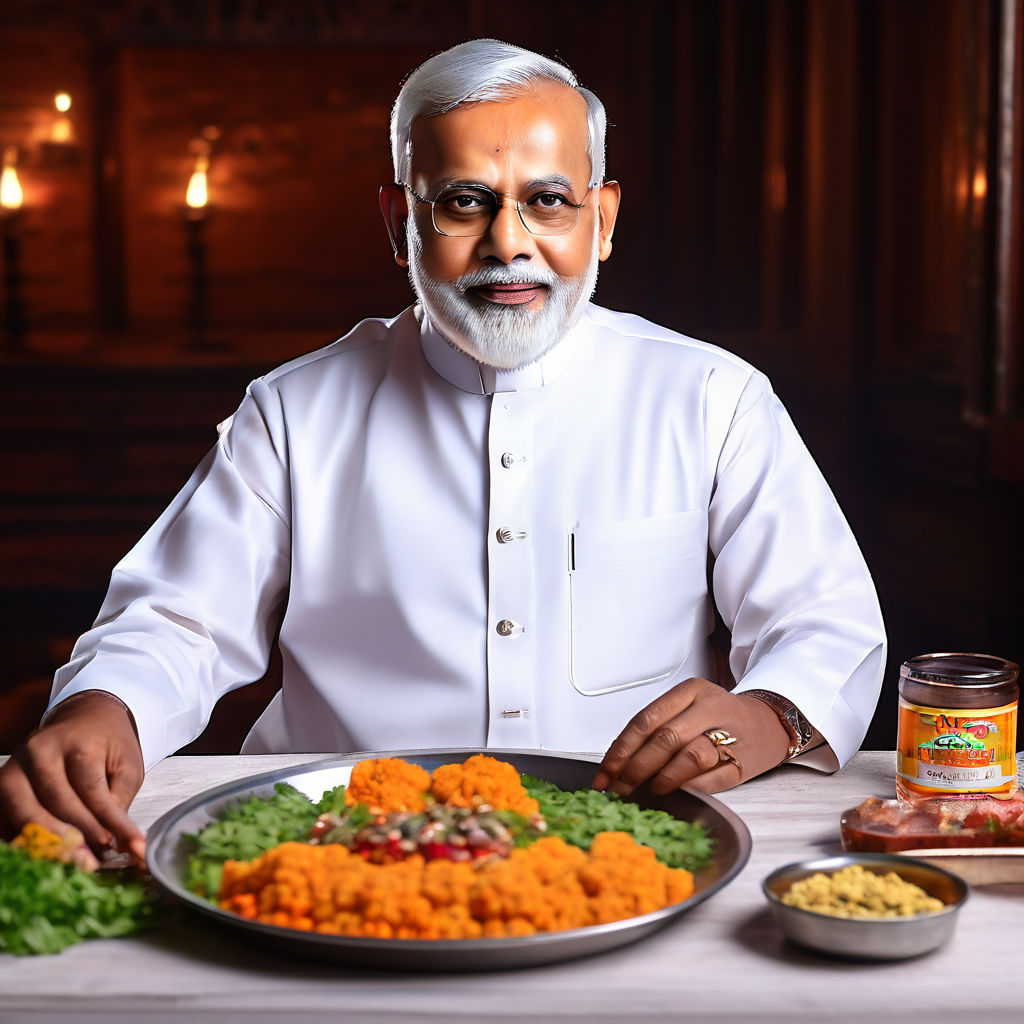 Please give me an image where mr modi promoting Go Khana bra... by ...