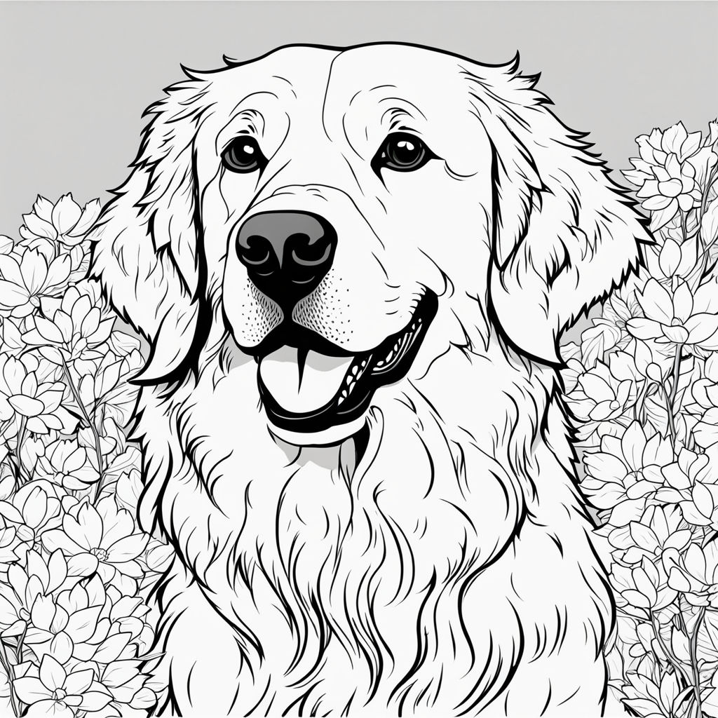 Golden retriever coloring page for kids by Kristen Schlicht - Playground