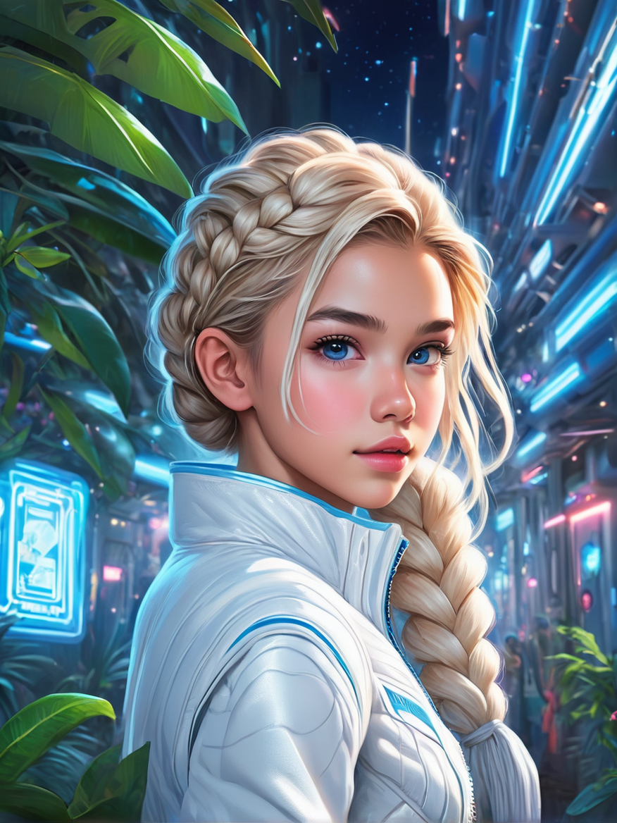 Full fit thin body Jedi girl with braided blonde hair and wh... by ...