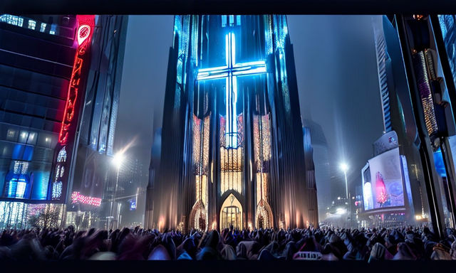 Mega church sorrounded by towering skyscrapers by Spencer Bean - Playground