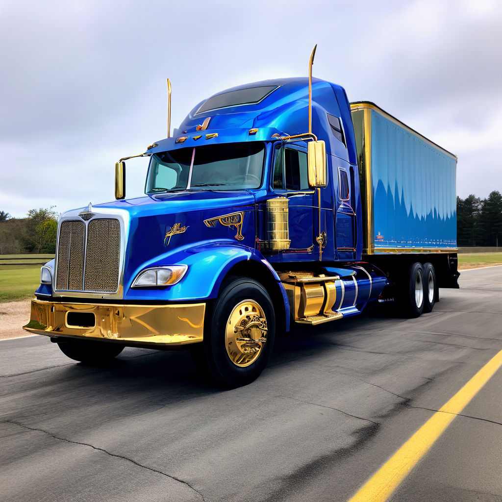 Blue and gold 18 wheeler cab right side profile by CC A - Playground