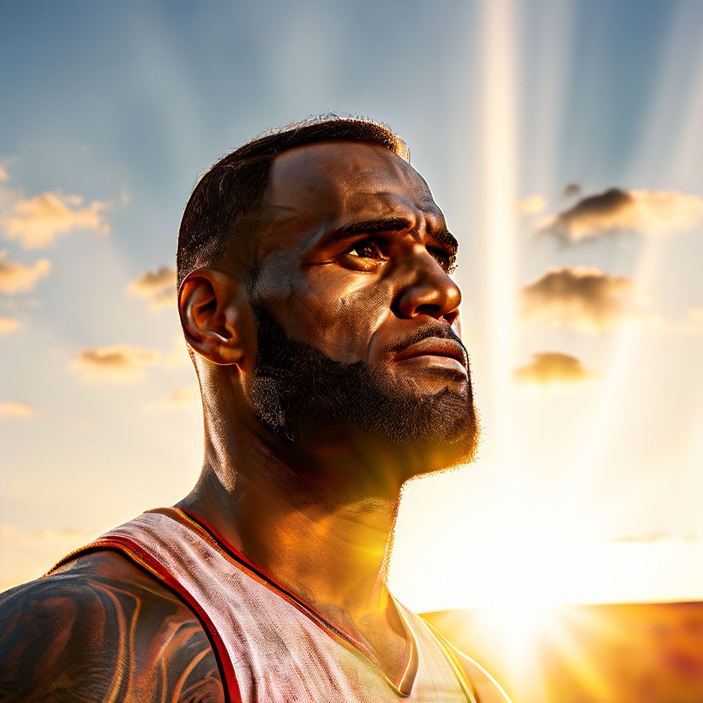 A phenomenal digital render of LeBron James vividly standing... by ...