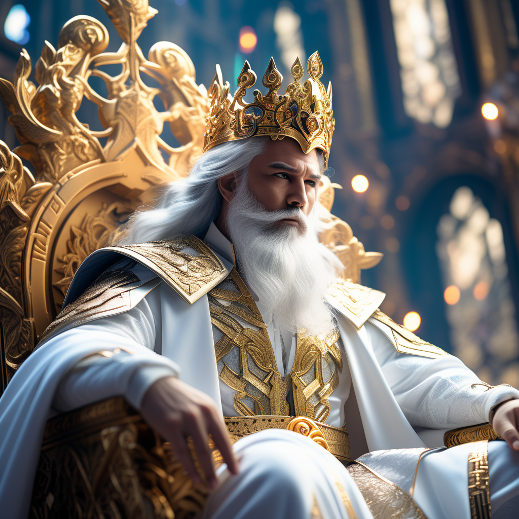 God sitting on a majestic throne with white hair and a crown... by Nate ...