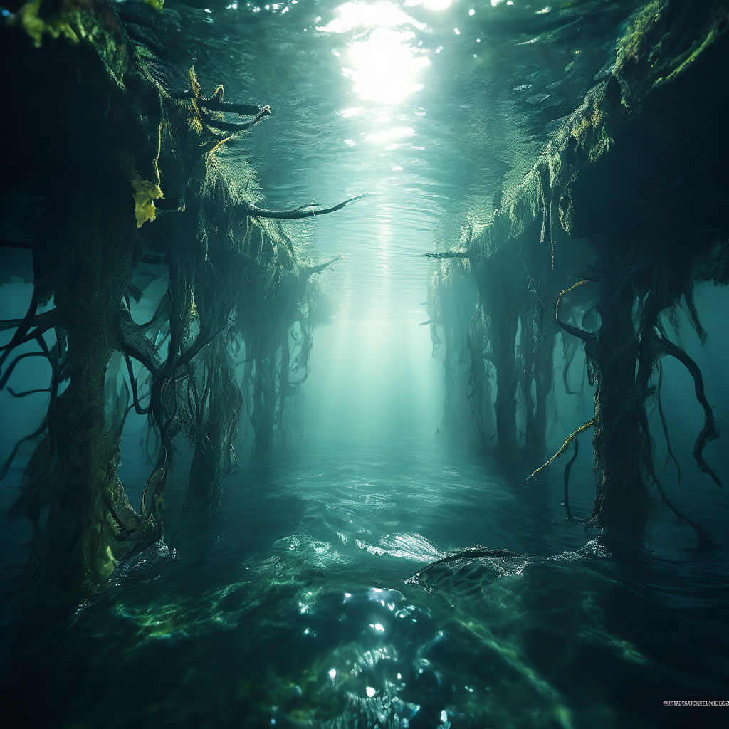 A liminal space of water with thalassophobia characteristics... by Bill ...