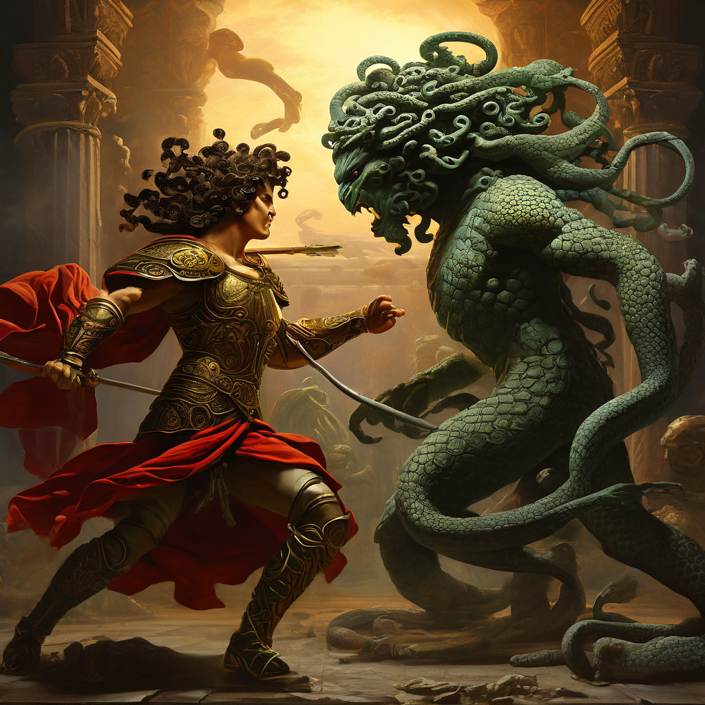 A fight between Perseus and Medusa by Thomas Ioakimidis - Playground