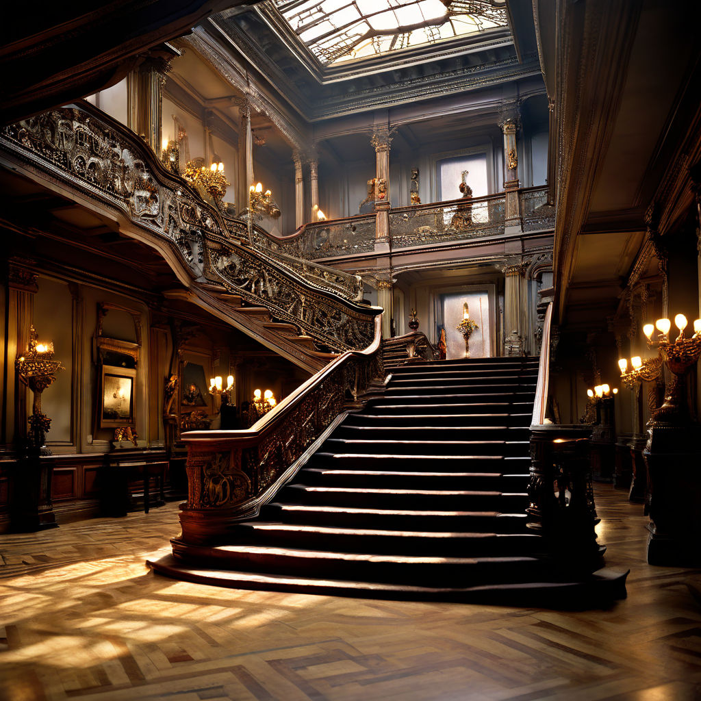 Titanic's iconic grand staircase with Indian Jones's dated m... by ...