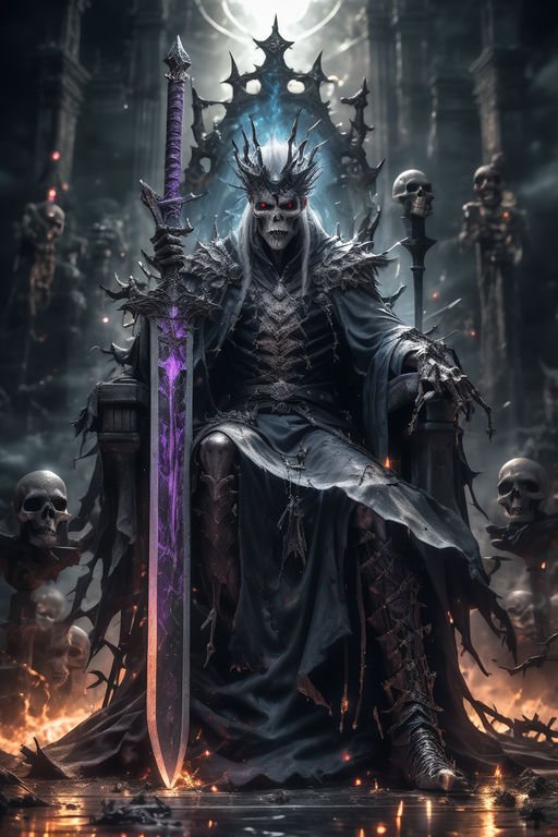 Full body photograph of a powerful terrifying evil undead zo... by ...