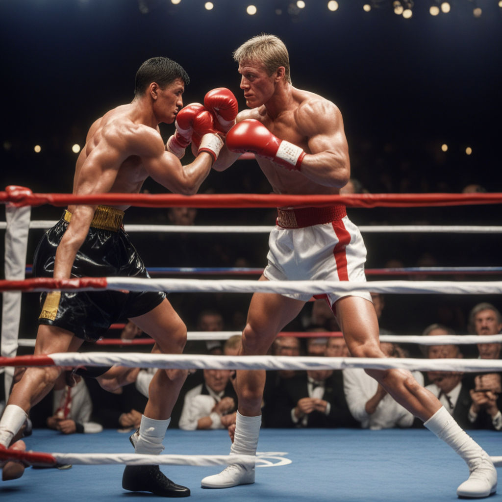 Have Ivan Drago punch Rocky Balboa in the boxing ring. by Vinicius - Playground