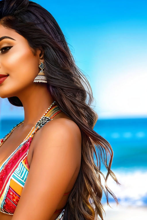 Portrait of an Indian woman adorned in a tasteful swimwear by Parvathy M - Playground