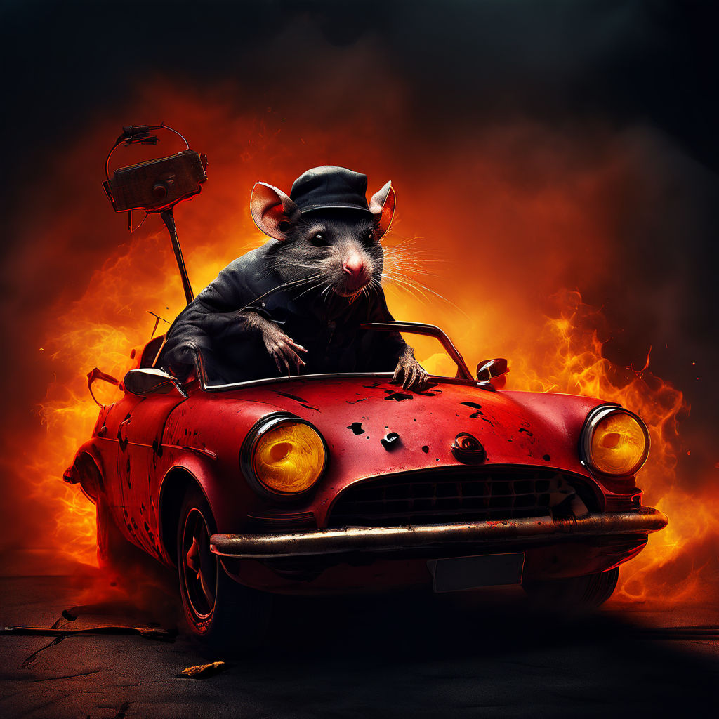 A doctor rat on a devil car by Gorohov Anton - Playground