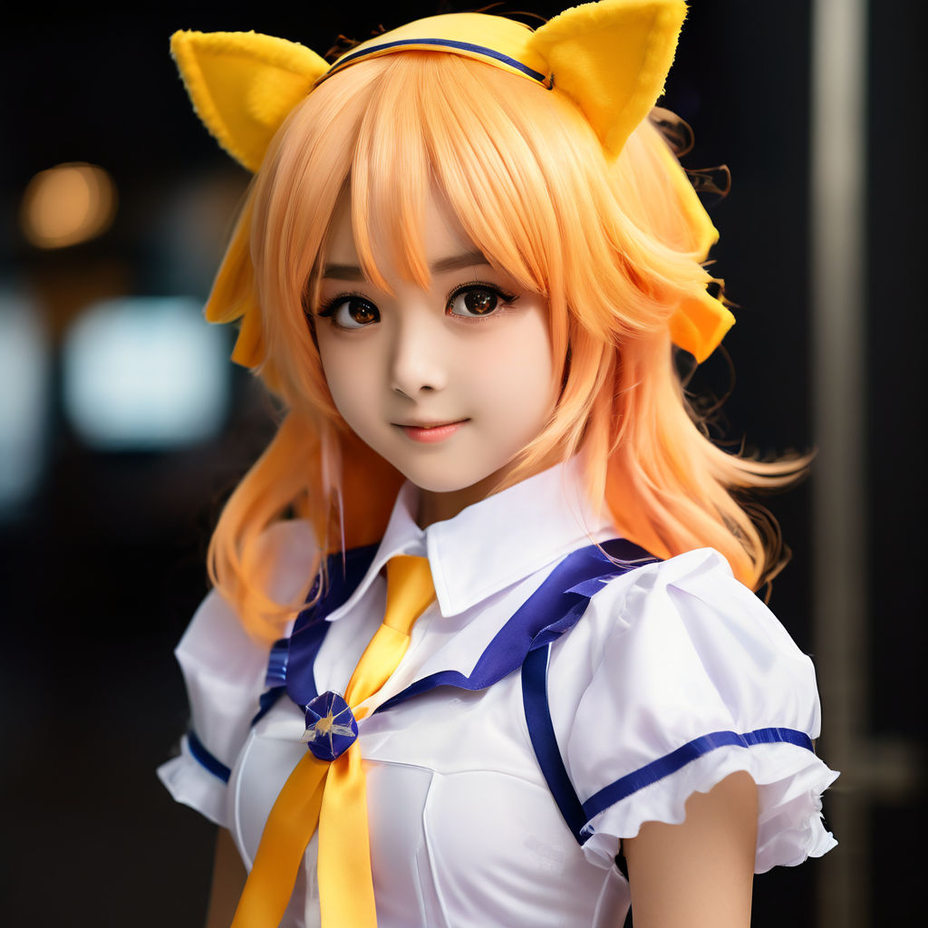 A cute young girl with Mayuri yellow hair in date a live cos... by ...