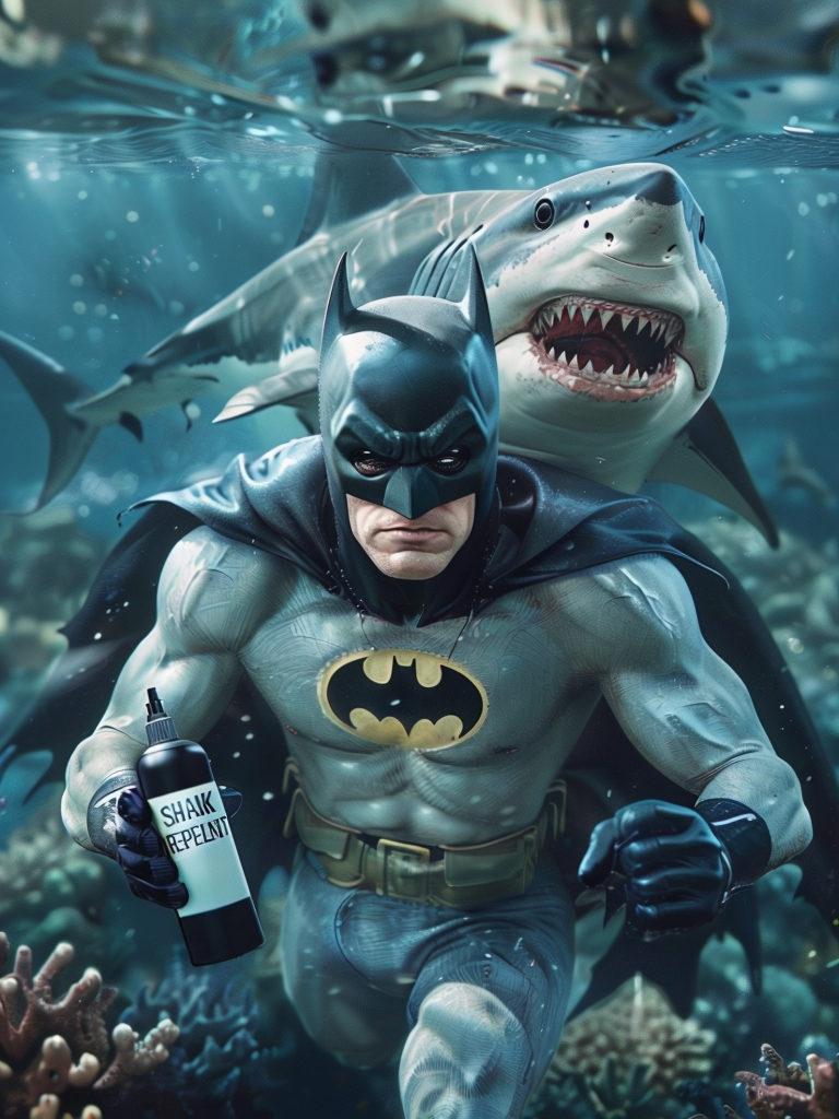 Batman swimming underwater in the ocean by Kico Toralles - Playground