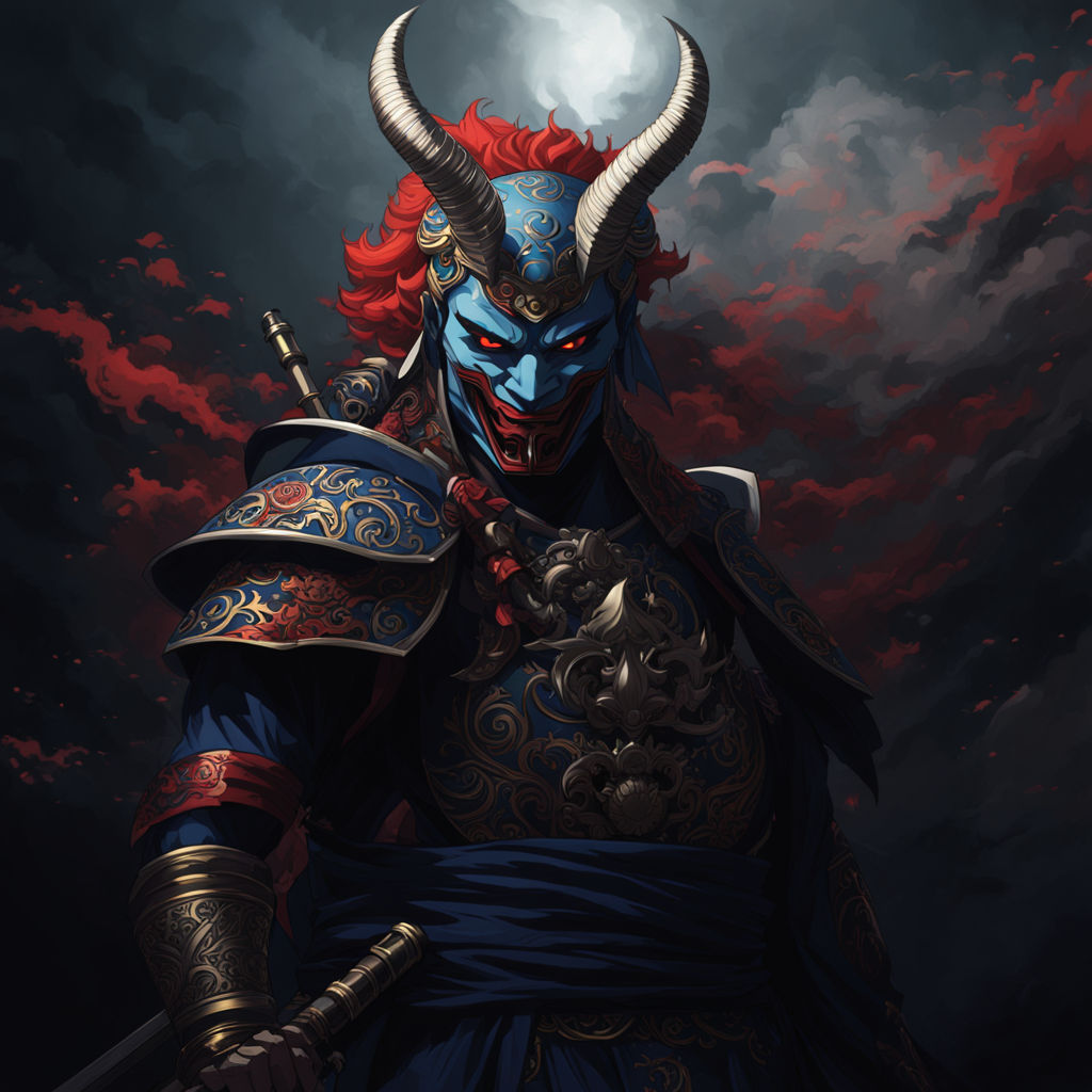 Illustration depicting a demon samurai by Michael Martin - Playground