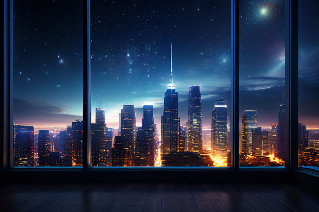 Towering skyscrapers pierce a realistic night sky by Musibau Ajagun ...
