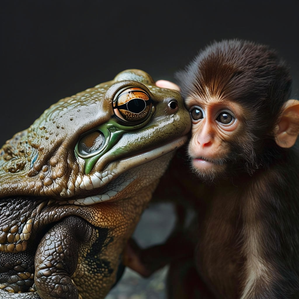 Hace un sapo agarrando a un mono del cuello by Santiago Saucedo ...