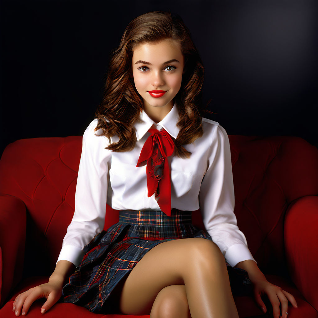 Full-body portrait of a smiling teenager lounging on a couch by Maria ...