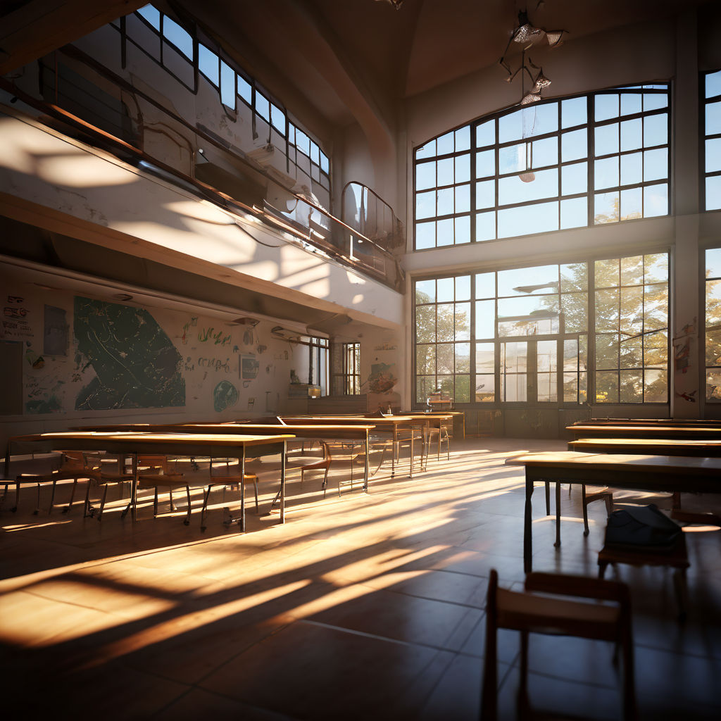 Intricately detailed octane render of a school building by Lester ...