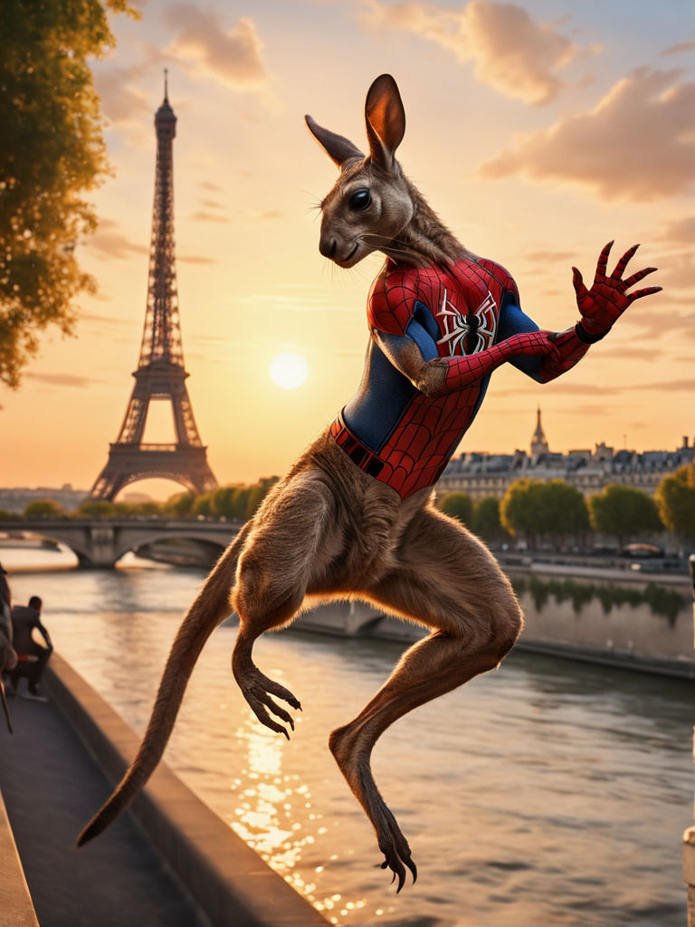Kangaroo clad in Spider-Man's iconic suit by João Domingues - Playground