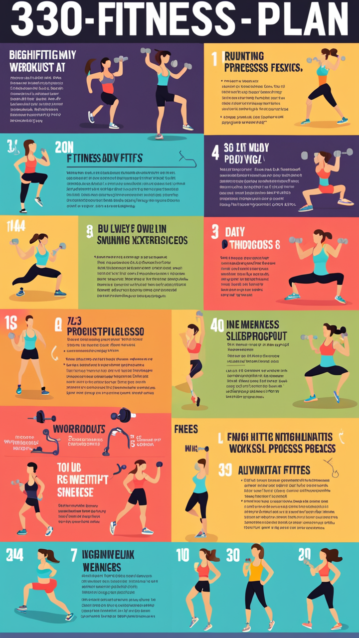 An illustrated infographic showcasing a 30-day fitness plan by Luke ...
