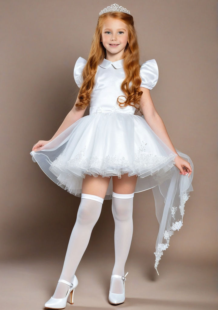 Full body view with shoes. Beautiful 10 year old girl with l... by ...