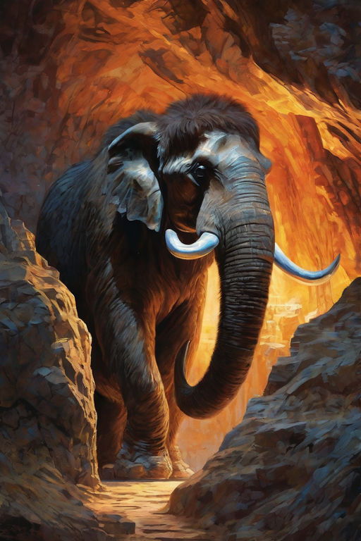 A sprawling cave wall illuminated by firelight by Mayko Boyko - Playground