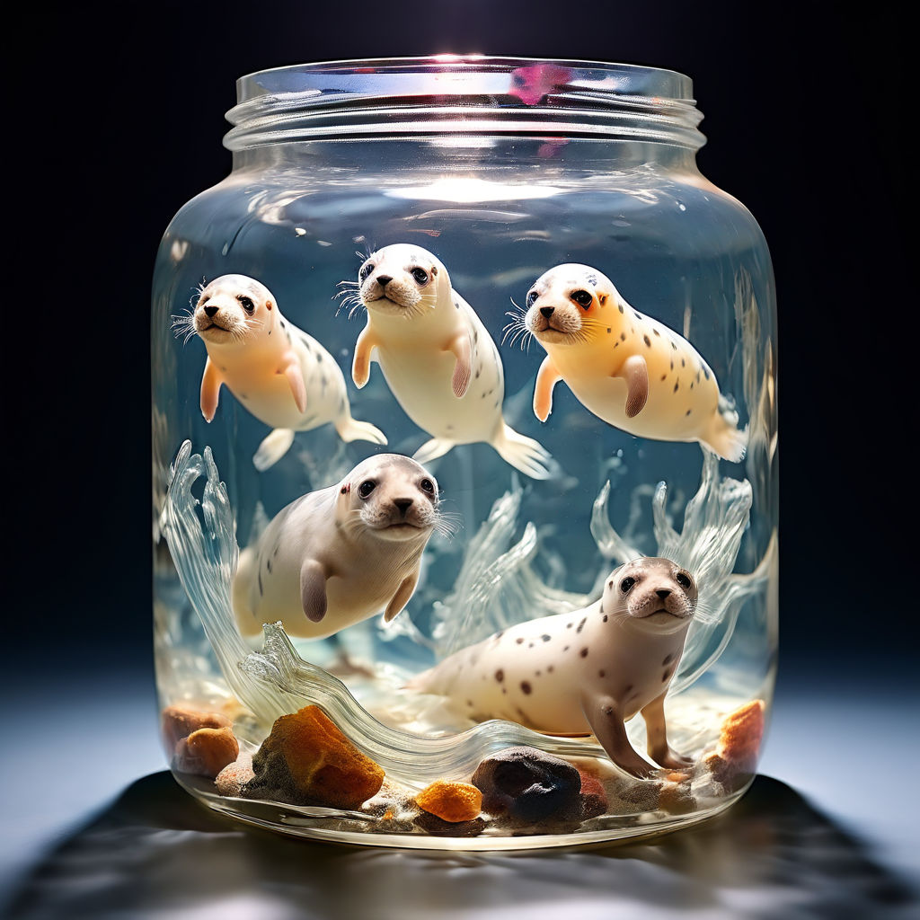 Mini-seals adorably fused in different states of swimming an... by ...