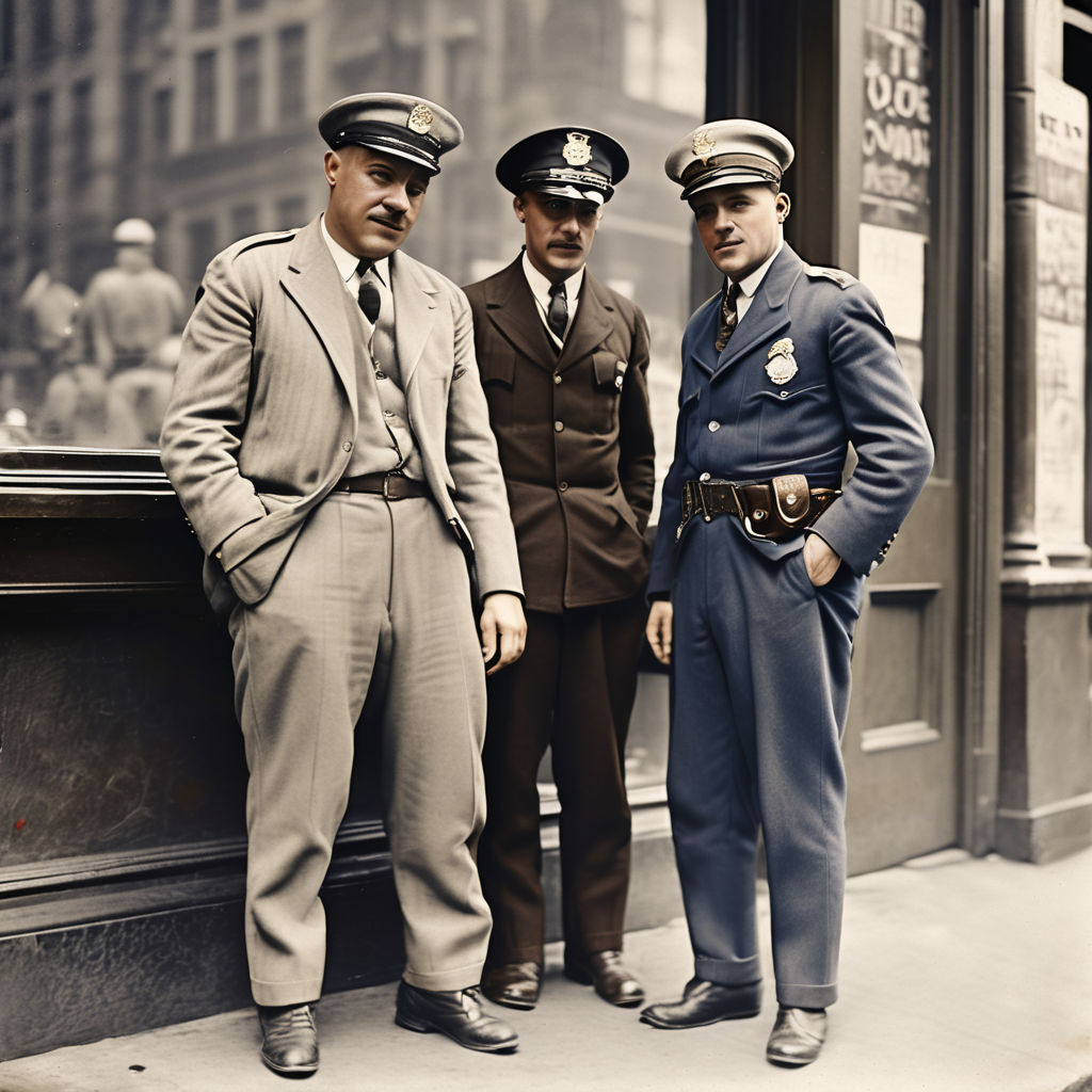Police officer in the 1920s in New York City with coloring m... by ...