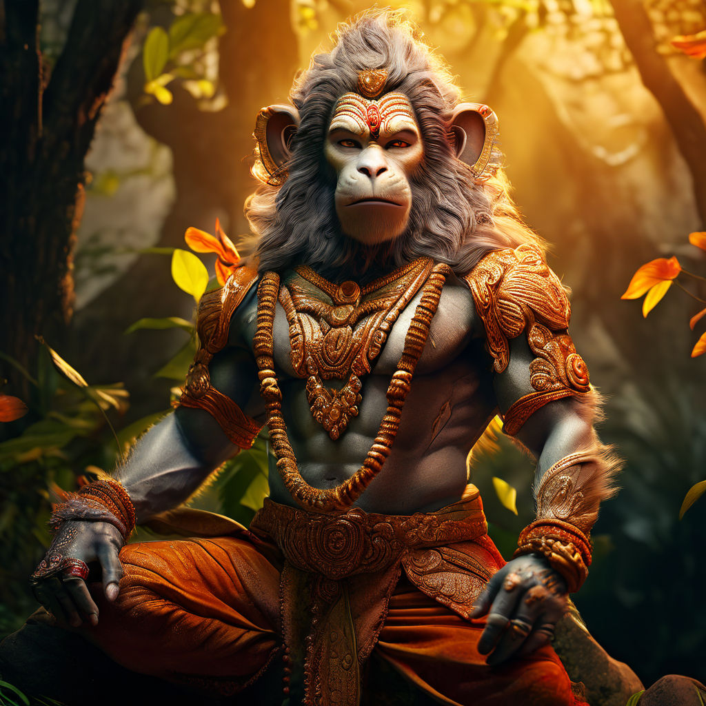 Hanuman figure portrayed in dynamic pose by Tanishk Verma (moon ...