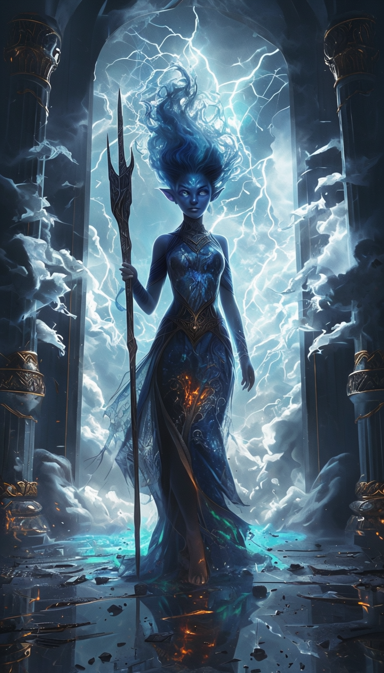 A digital fantasy artwork depicts an ethereal female charact... by ...