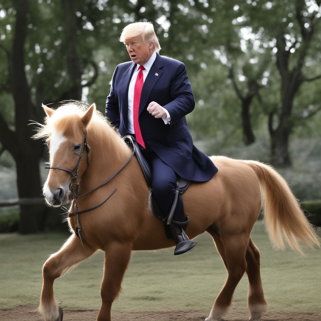 Donald trump riding a pony by Dirk Zitzmann - Playground