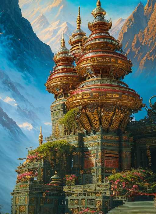 Asian sci-fi cyber-temple garden by Satori Canton - Playground