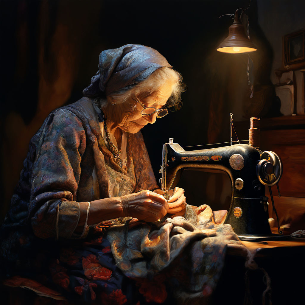 Old lady sewing by ScoldierRL - Playground