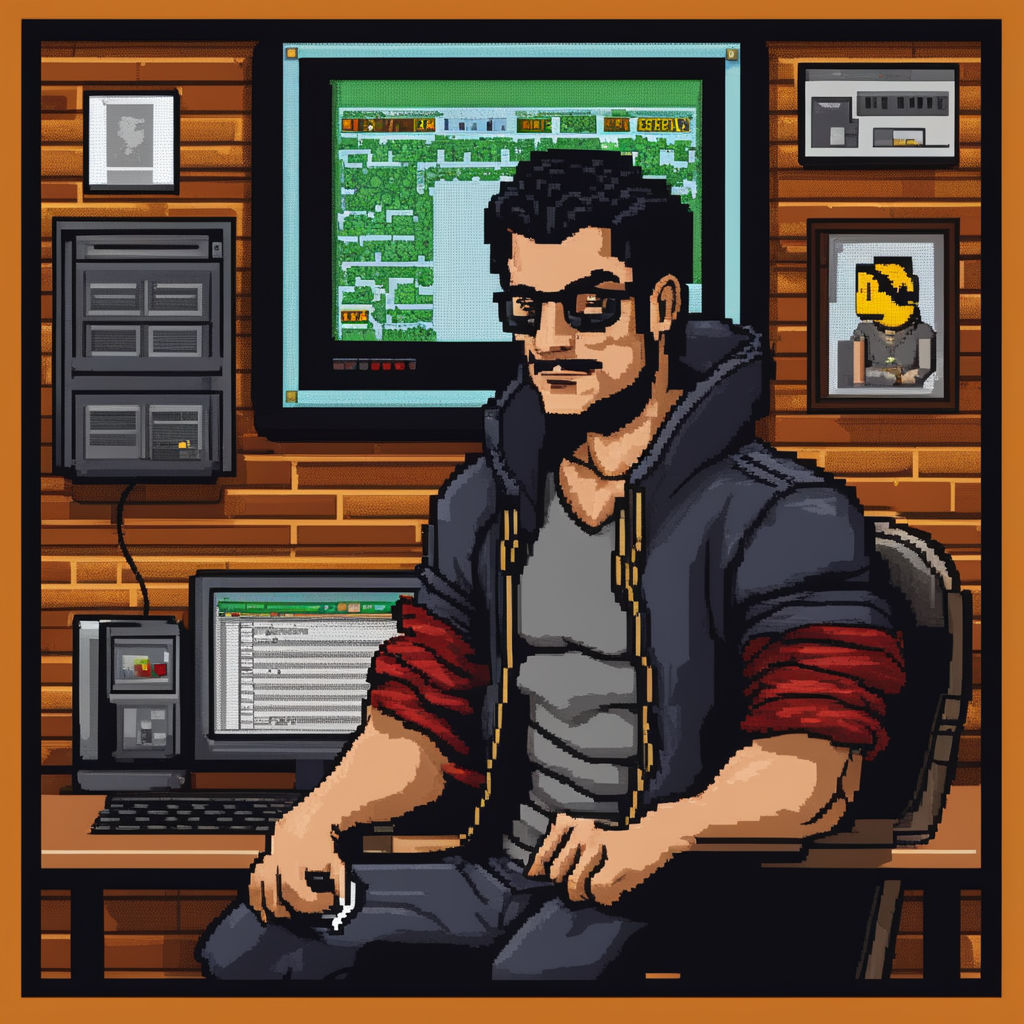 Latin male hacker pixel art pfp 8 bit style by Traka Dev - Playground