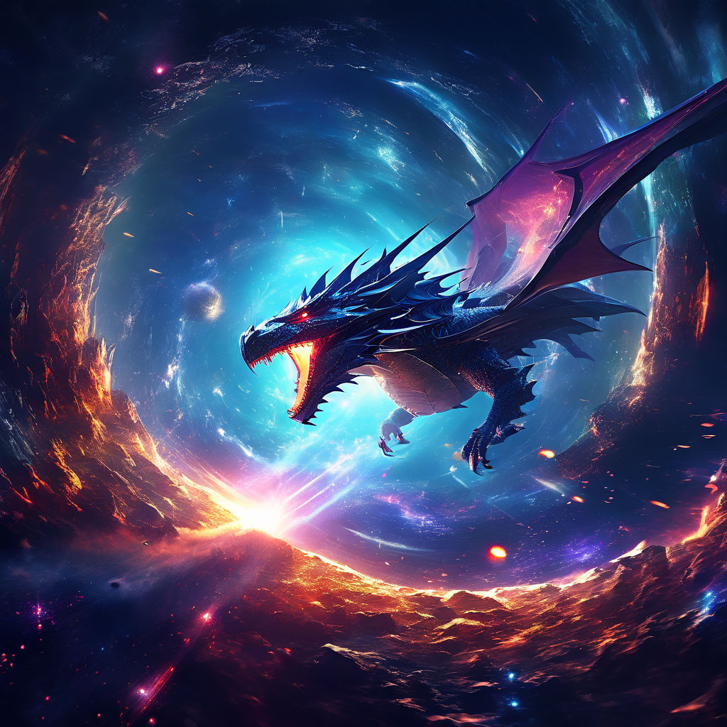 Dragon swooping through outer space by Dosian - Playground