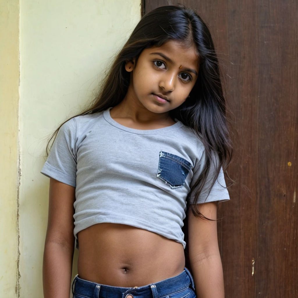 11 year old Indian cute girl wearing ripped shirt accidental... by Rahul shah - Playground