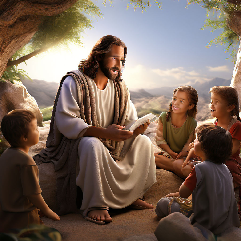 3d realista 4dJesus Jesus Christ telling stories to children... by ...