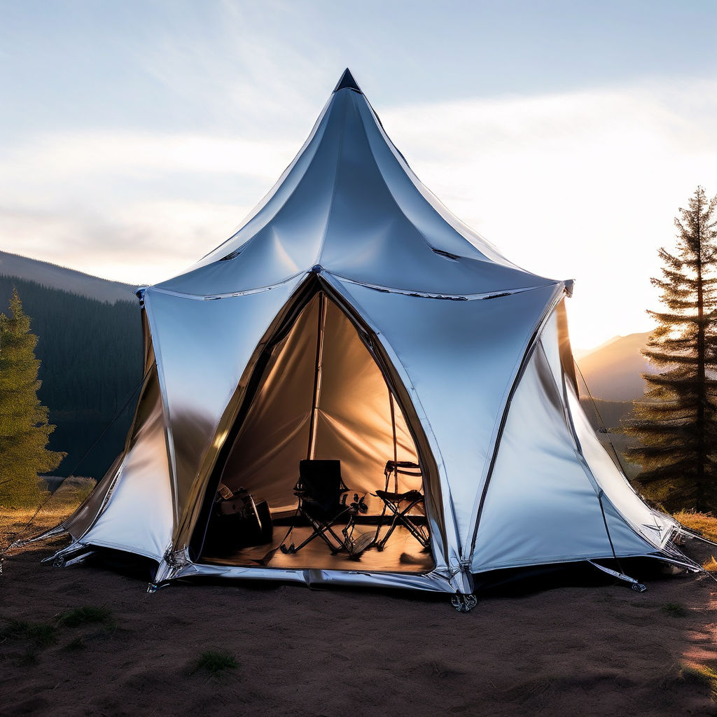 This metallic-themed tent mimics Colossus's organic steel fo... by ...