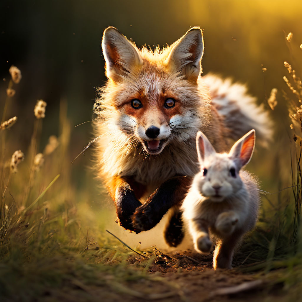 Fox chasing rabbit by Kiran Bhakar - Playground