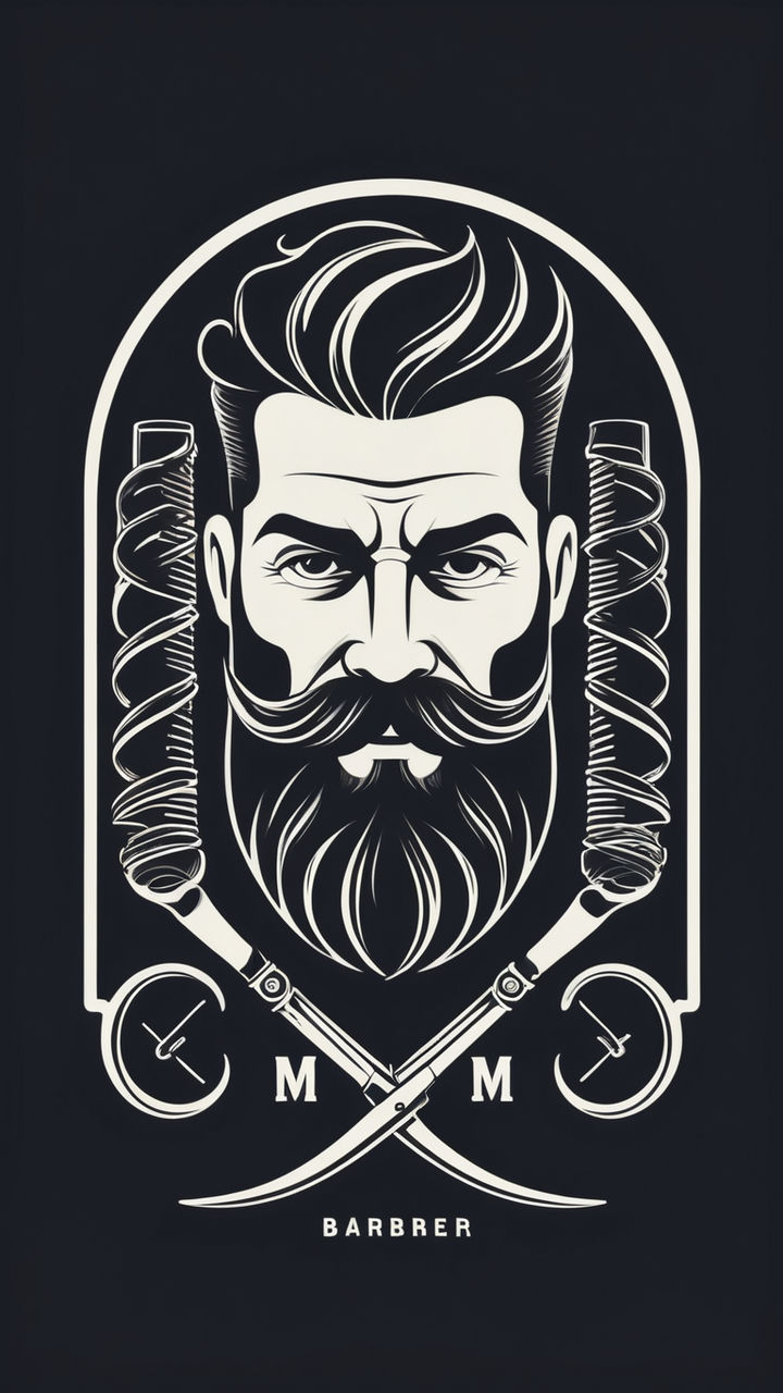 OJM BARBER logo featuring interlocking scissors and a styliz... by ...