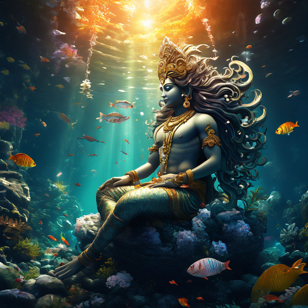 Lord shree vishnu laying on shaish naag with his head on bac... by ...