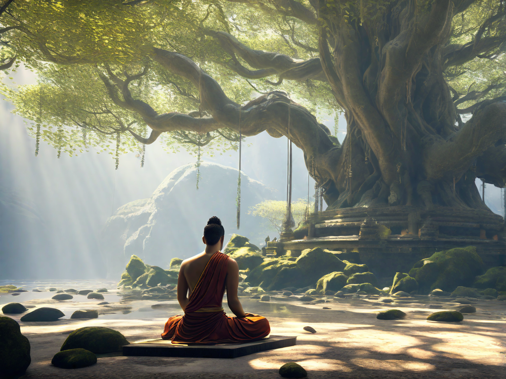 Gautama meditating under the Bodhi tree by 林璇彩 - Playground