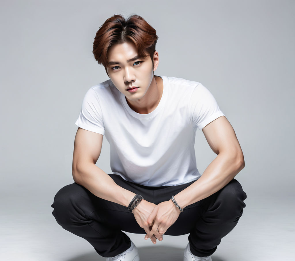 Handsome Korean man crouching by 김민성 - Playground