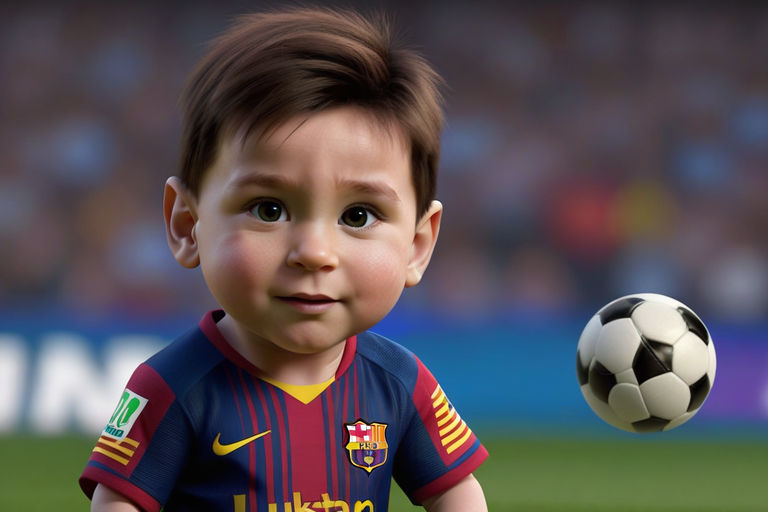 Lionel messi baby Pixar style photorealistic by Sarwar Khan - Playground