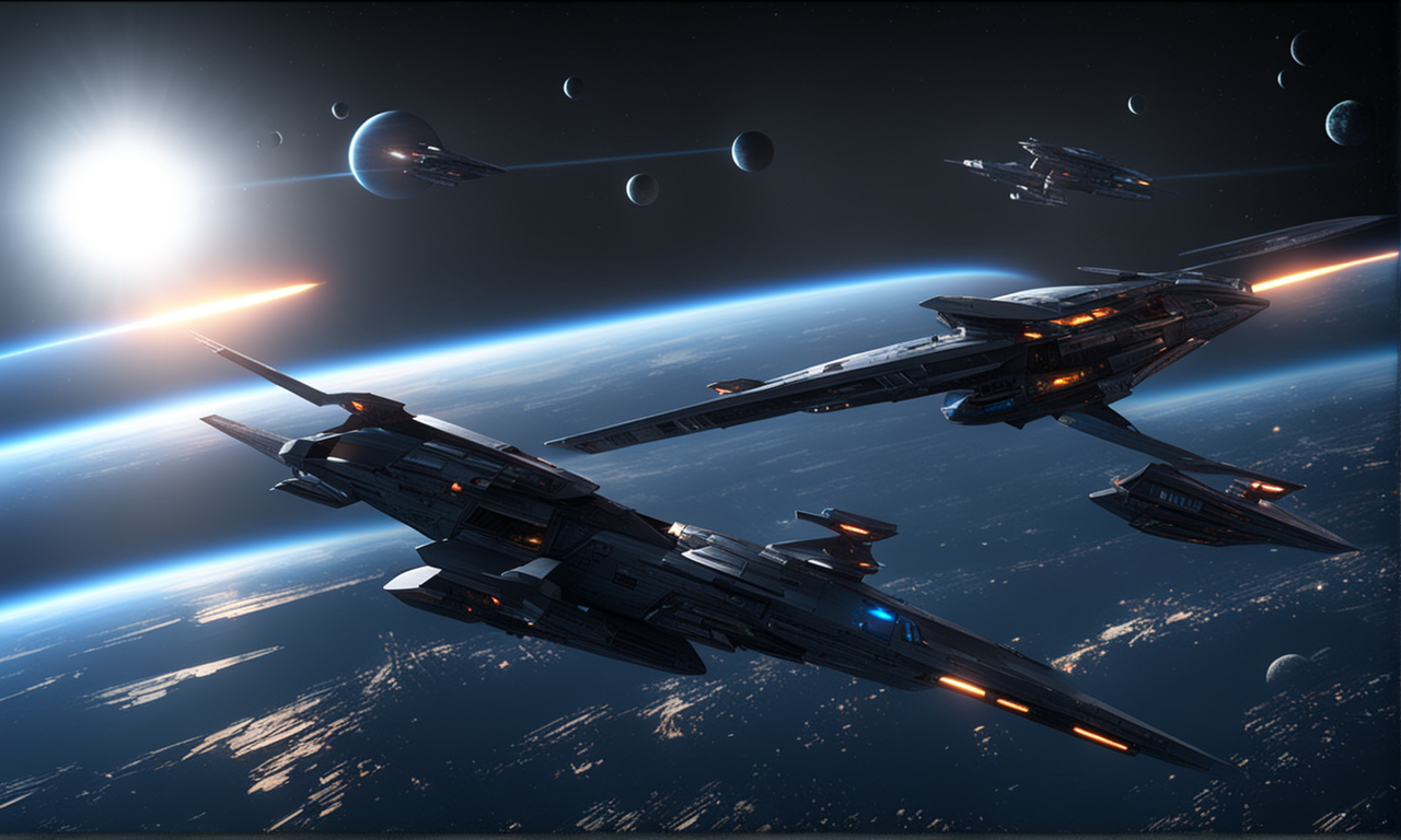 Futuristic starship mid-flight by Виктор Dry - Playground