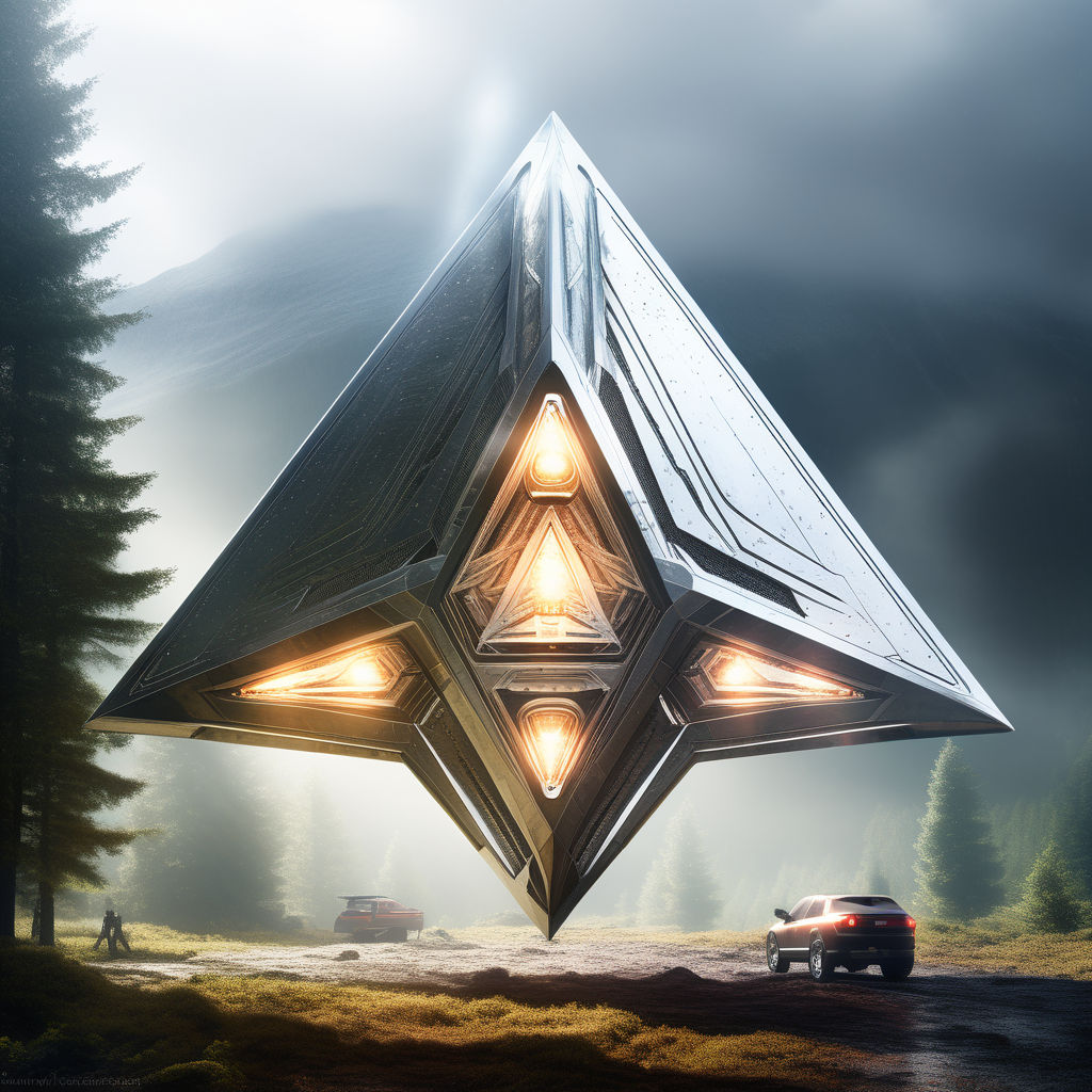 Triangle alien spaceship detailed and photorealistic by Dinosaur Ror ...
