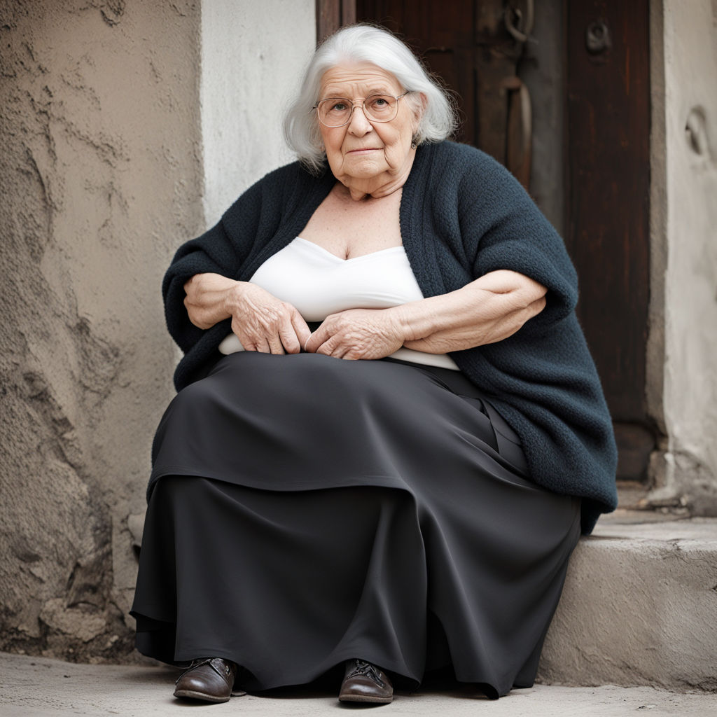 Obese vilage european grandmother 70 year old sitting wearin... by cox ...