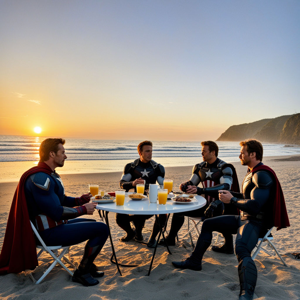 The avengers eating Breakfast at the beach at Sunrise by Ingo Wilsinger ...