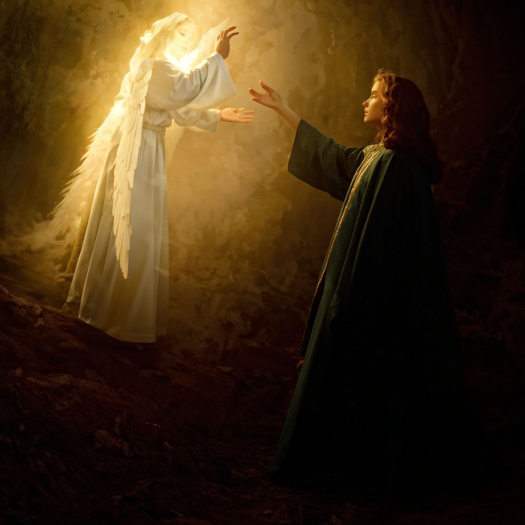 Portray the dramatic encounter between Mary and the angel Ga... by ...