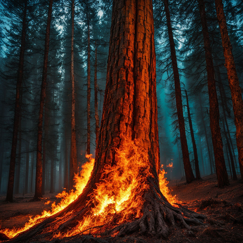 Pine tree ablaze by Jack Stone - Playground