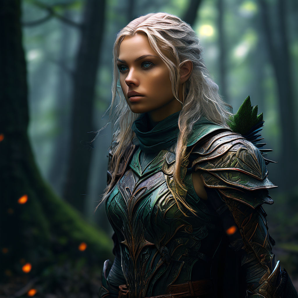 A elf ranger standing in a forest by Logan Abels - Playground